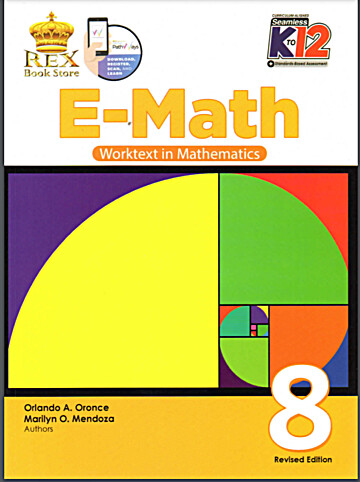 Covers: E-math : worktext in mathematics 8 by Orlando A. Oronce ...